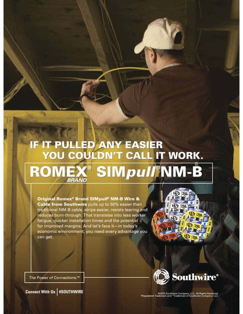 Southwire Romex Brand Simpull Solid Indoor 14/2 W/G NMB Cable 15ft coil ...